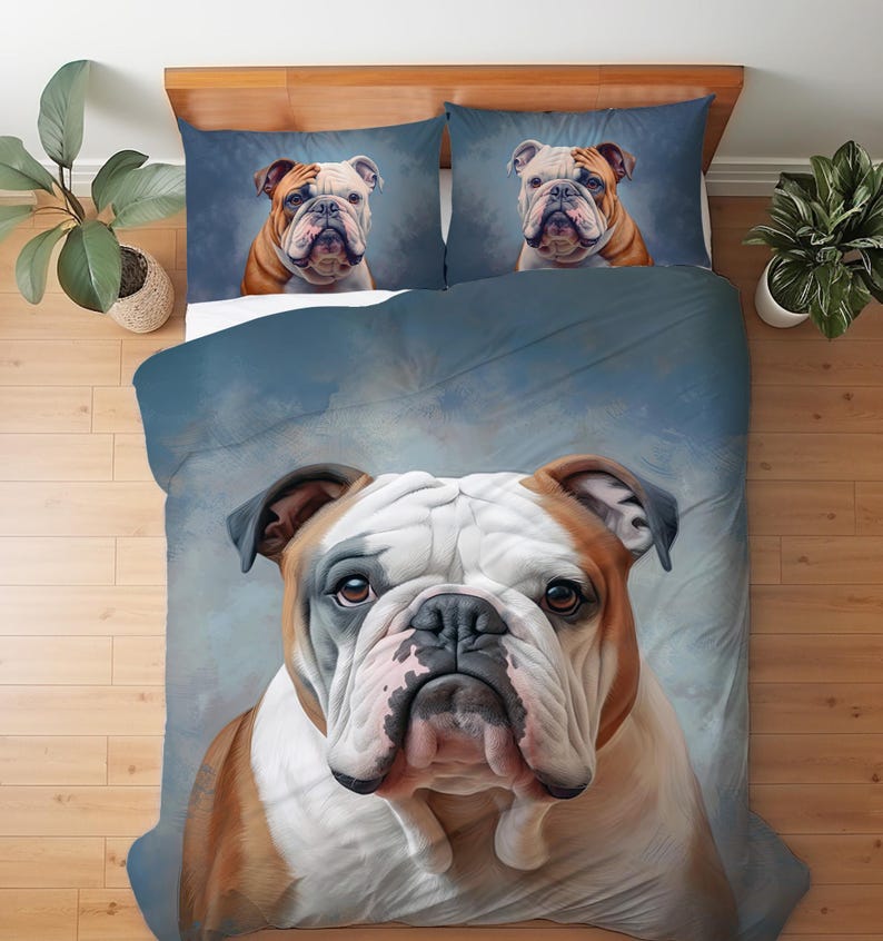 English Bulldog Bedding Set, Bulldog Decor, Gift for Bulldog Lovers ...