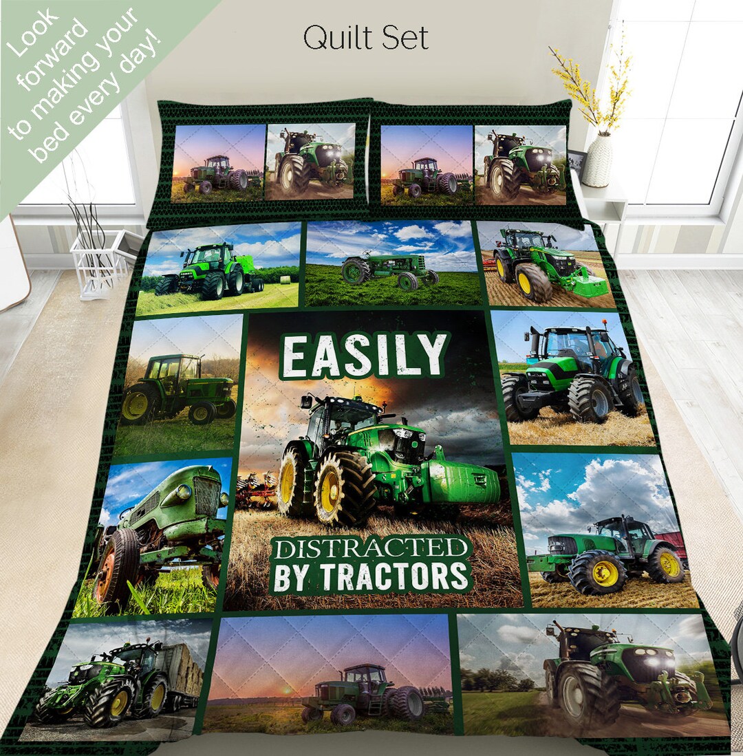 Easily Distracted by Tractors Farming Bedding Set, Duvet Set, Comforter ...
