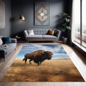 Bison American Buffalo Area Rug, Ranch Wildlife Yellowstone, Bison ...