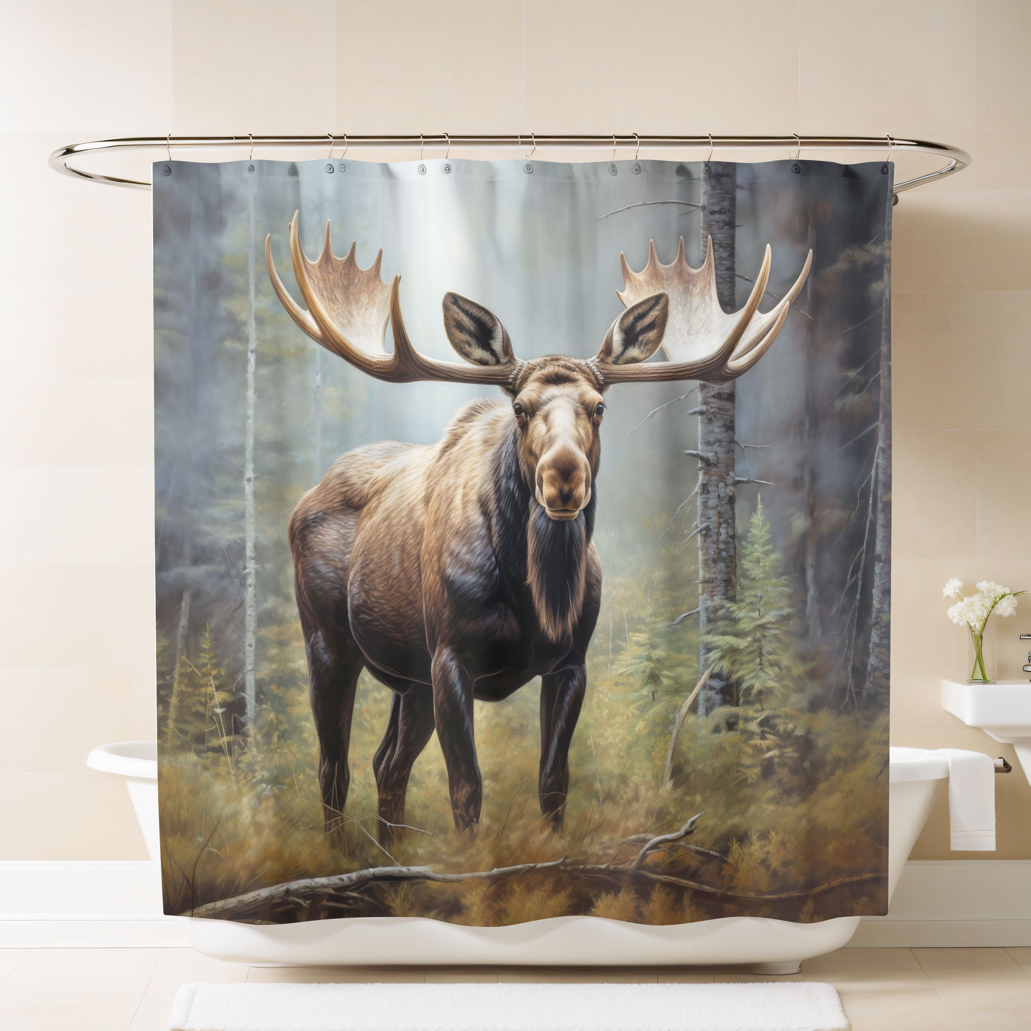 Moose shower curtain store