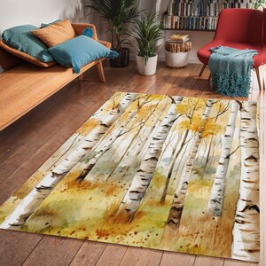 Birch Tree Forest Area Rug Carpet, Beautiful Landscape Rug, Elegant ...