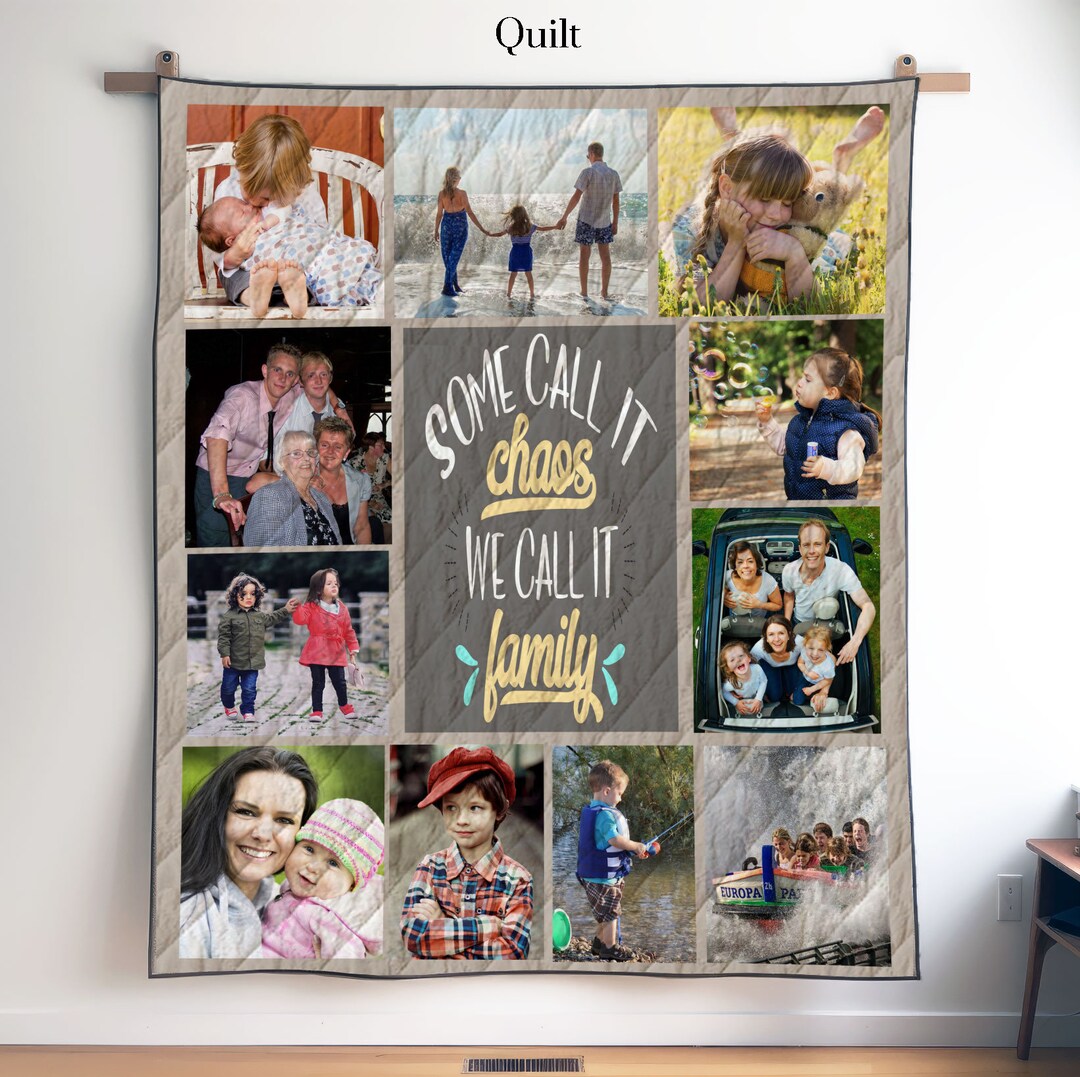 Personalized Photo Quilt, Memory Blanket or Wall Hanging, Photo Keepsake Blanket, Picture ...