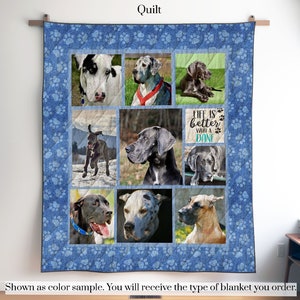 Personalized Great Dane Photo Quilt Blanket or Wall Hanging With Your ...
