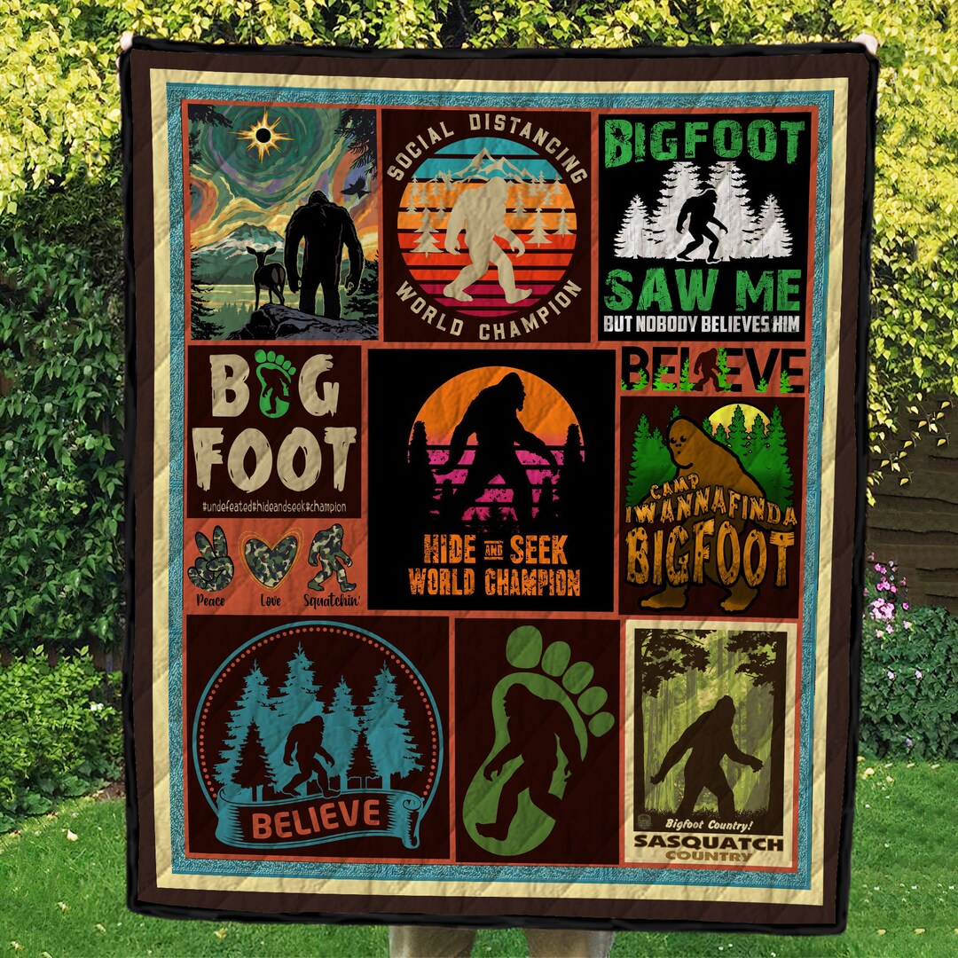 Bigfoot Quilt Blanket, Sasquatch Blanket, Bigfoot Gift, Bigfoot Lover ...