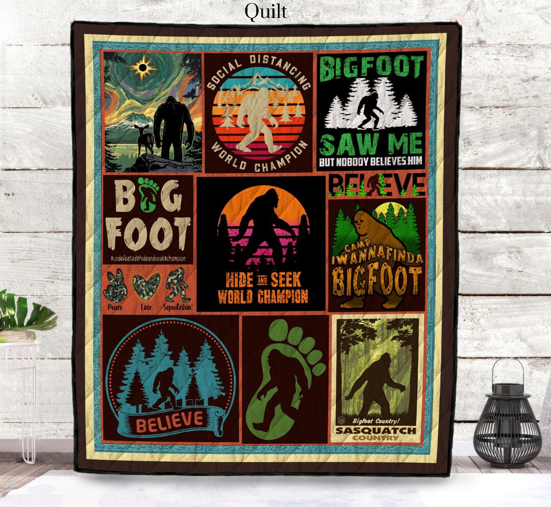 Bigfoot Quilt Blanket, Sasquatch Blanket, Bigfoot Gift, Bigfoot Lover ...