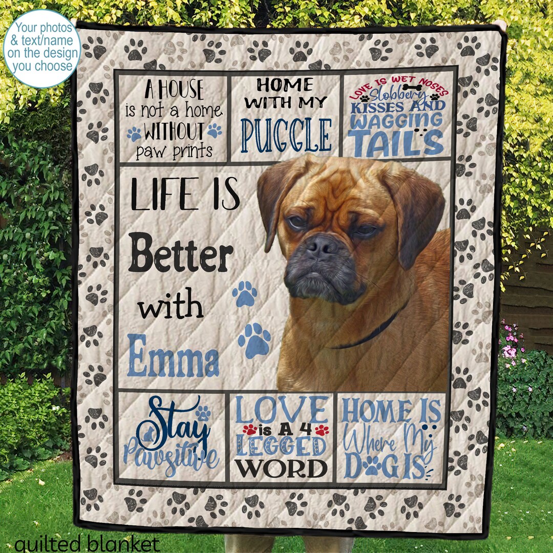 Puggle Custom Quilt, Wall Hanging or Sherpa Blanket, Can Use YOUR Pet's ...