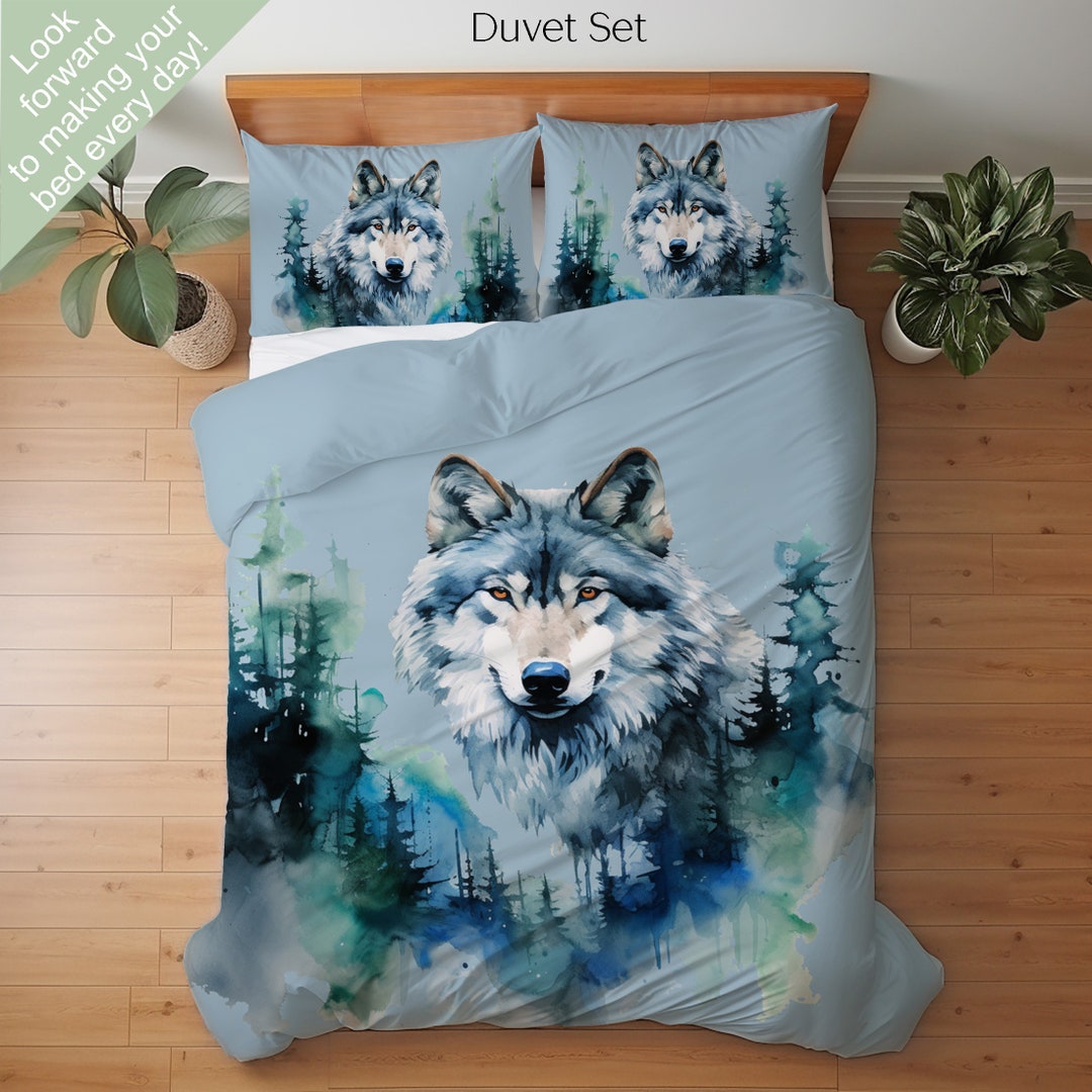 Wolf Bedding Set, Duvet Set, Comforter Set or Quilt Set, Wildlife Cabin ...