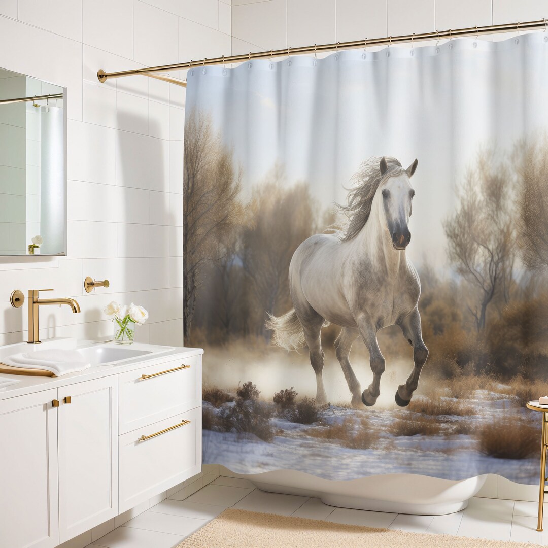 Running Horse Shower Curtain, Horse Bathroom Decor, Interior Design ...