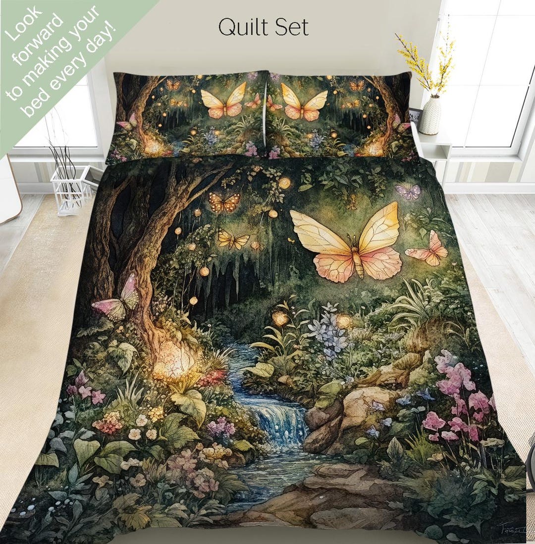 Enchanted Forest Fairy Garden Bedding Set, Duvet Set, Comforter Set or ...