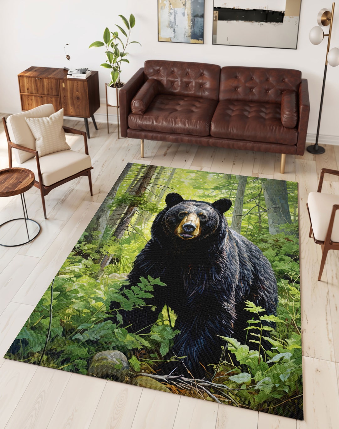 Bear Area Rug, Original Bear Art, Bear Decor, Bear Rug, Bear Carpet ...