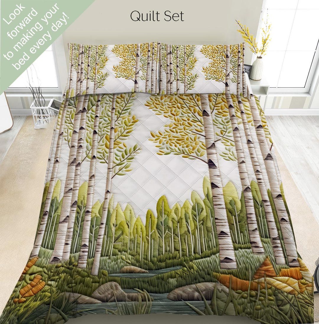Enchanting Birch Forest Bedding Set, Duvet Set, Comforter Set or Quilt ...