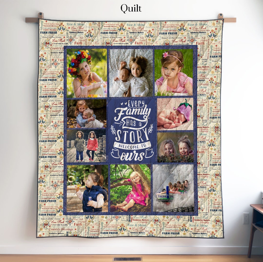 Personalized Family Keepsake Photo Quilt, Blanket or Wall Hanging ...