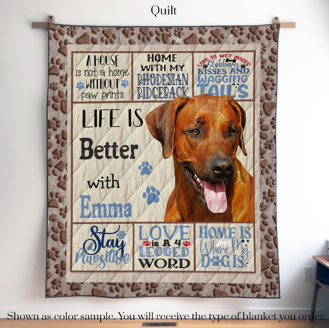 Rhodesian Ridgeback Custom Quilt Blanket or Wall Hanging, Personalized ...