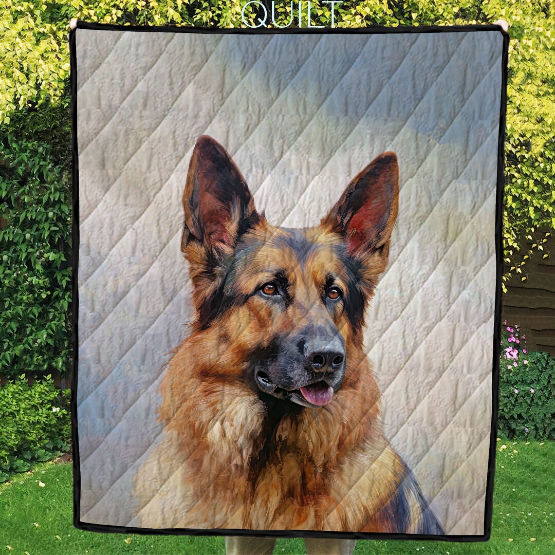 German Shepherd Quilt, Wall Hanging, Sherpa or Woven Blanket, German ...