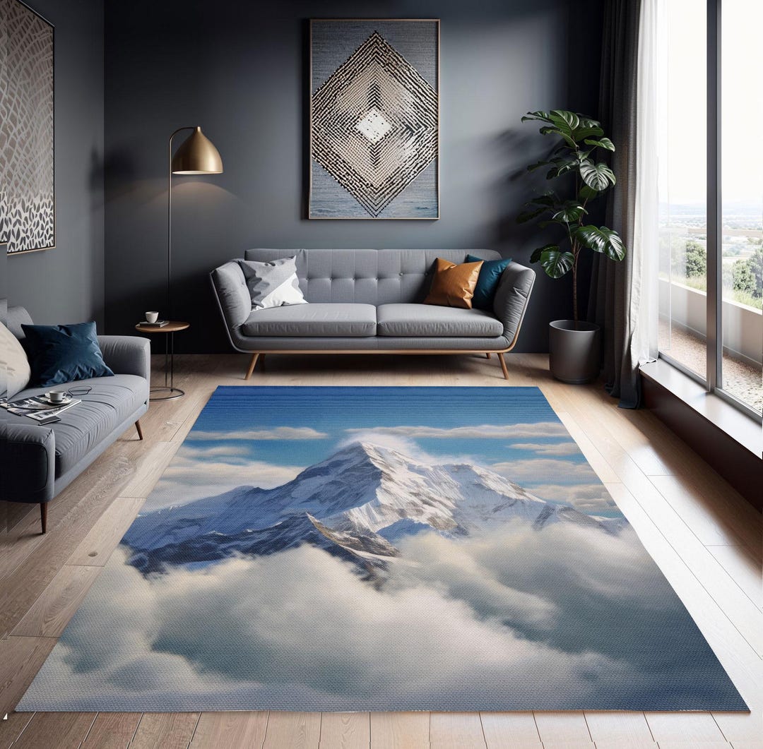 Mount Everest Area Rug Carpet, Beautiful Mountain Rug, Elegant Everest ...