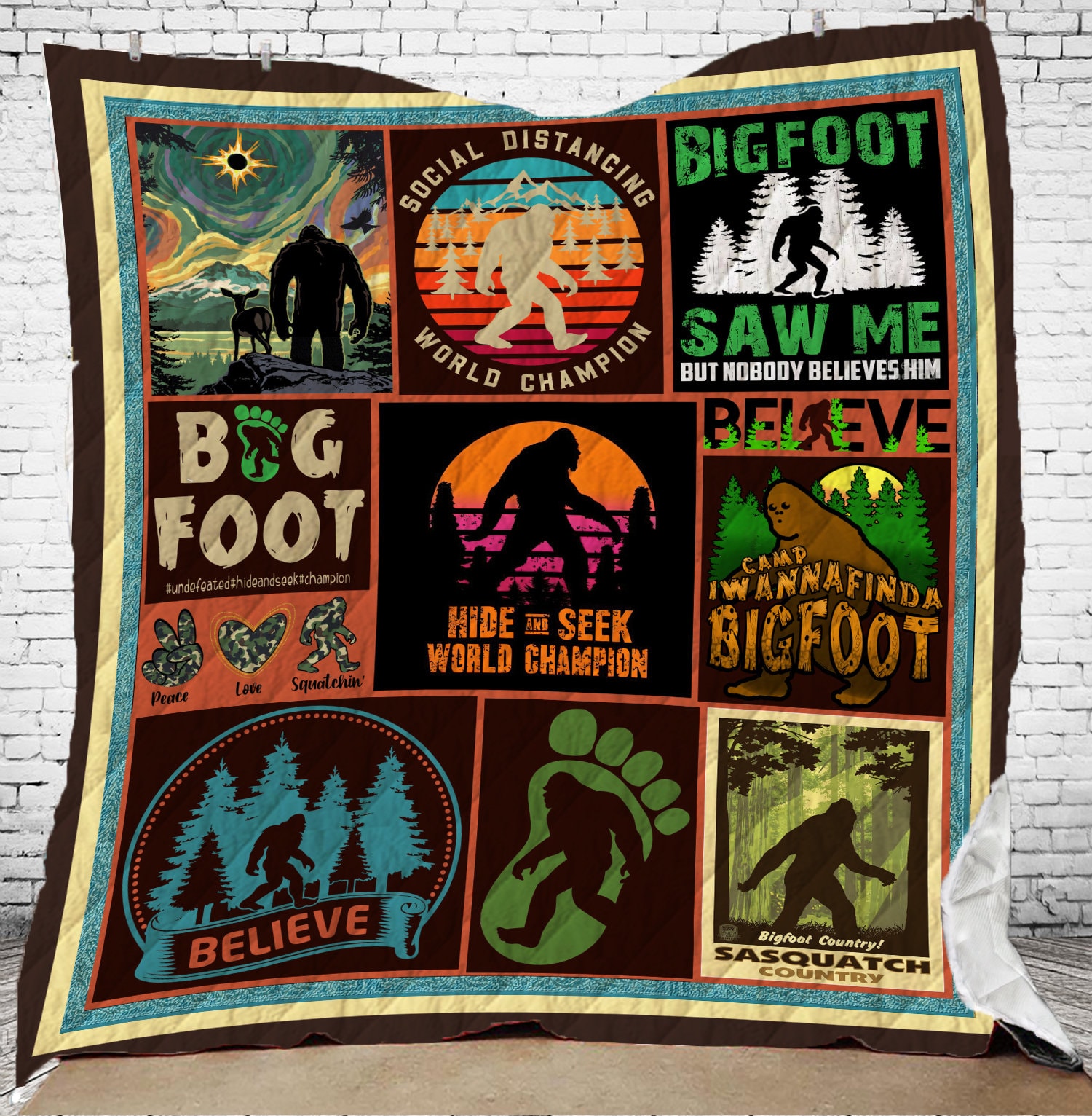 Bigfoot Quilt Blanket Sasquatch Blanket Bigfoot Gift | Etsy
