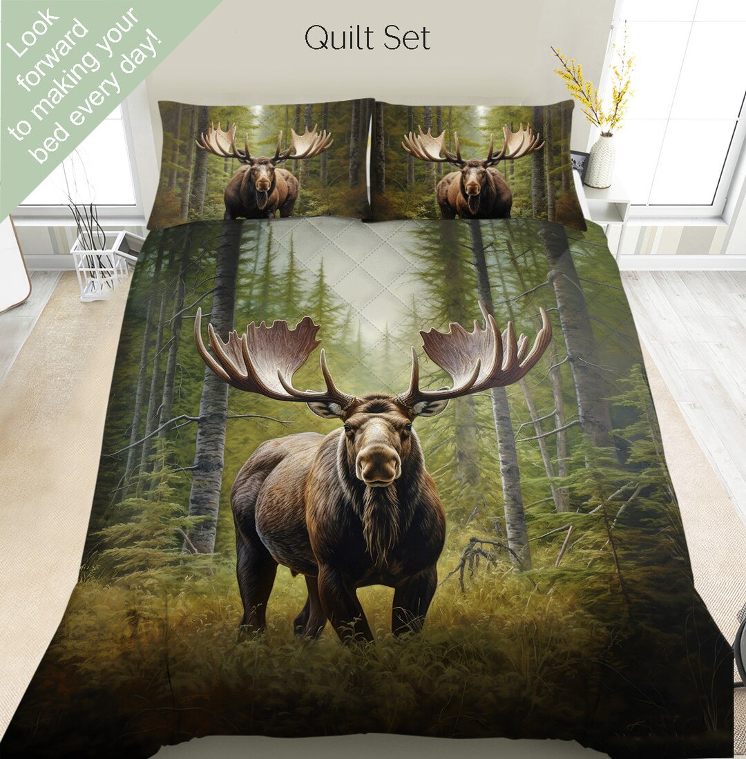 Moose Bedding Set Duvet Set Comforter Set or Quilt Set, Wildlife Decor ...