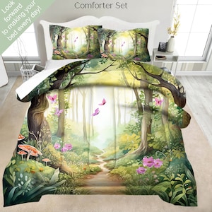 Enchanted Forest Watercolor Art Bedding Set, Duvet Set, Comforter Set ...