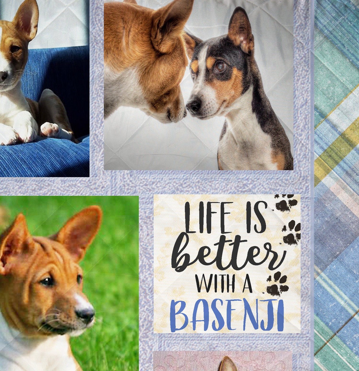 Home & Living Blankets & Throws Quilts Personalized Basenji Photo Quilt ...