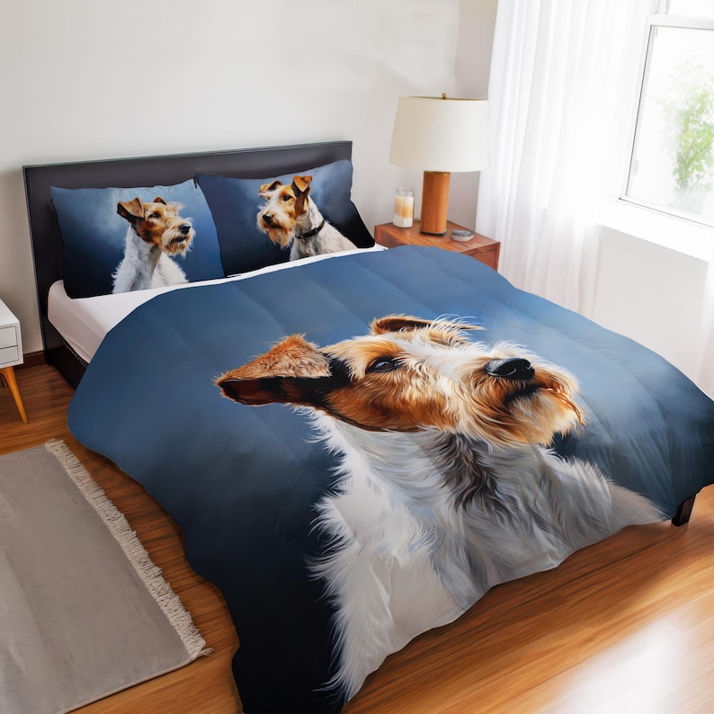 Wire Fox Terrier Bedding Set, Wire Fox Terrier Decor, Gift for Wire Fox ...