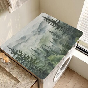 Misty Mountain Forest Washer Dryer Mat – Non-slip Laundry Top Protector ...