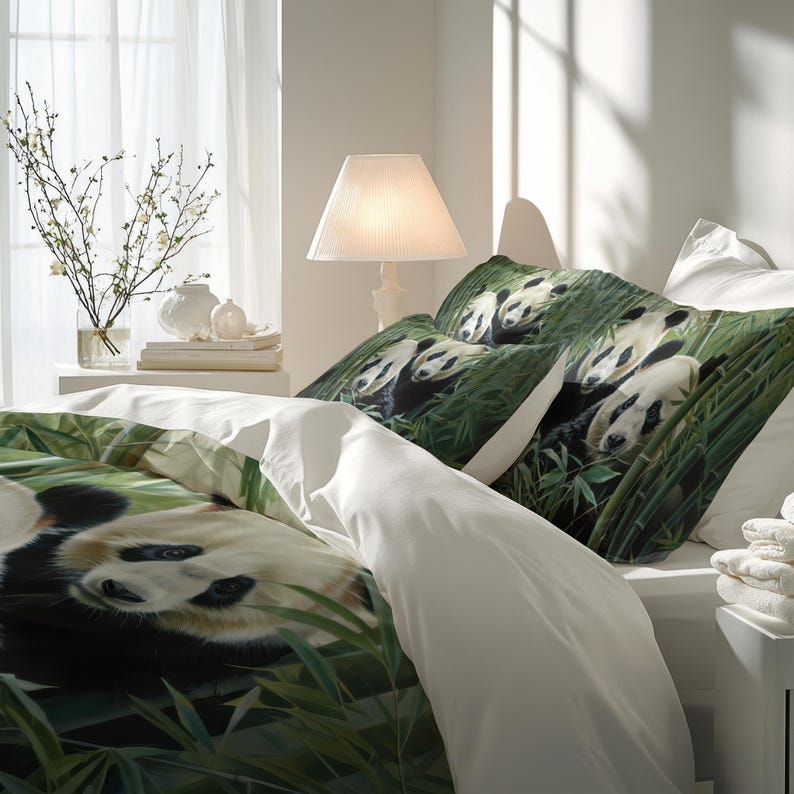 Giant Panda Bamboo Forest Bedding Set, Wildlife Nature Decor, Gift for ...