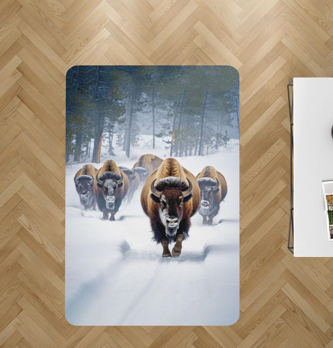 Bison American Buffalo Area Rug, Ranch Wildlife Yellowstone, Bison ...