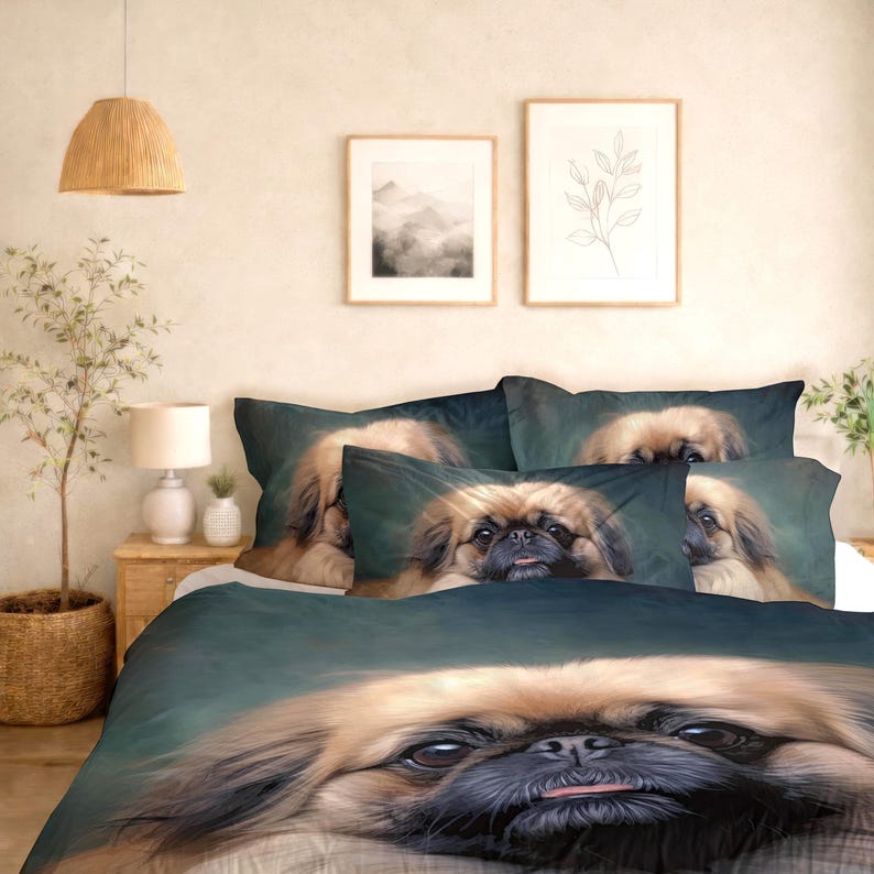 Pekingese Bedding Set, Pekingese Decor, Gift for Pekingese Lover Duvet ...