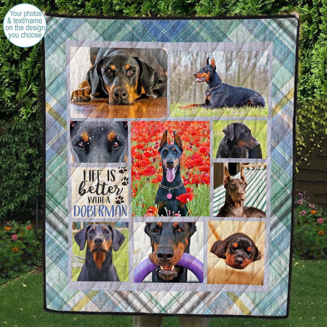 Personalized Doberman Photo Quilt Blanket or Wall Hanging With - Etsy