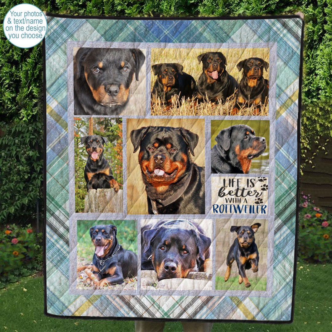 Personalized Rottweiler Photo Quilt Blanket With YOUR - Etsy