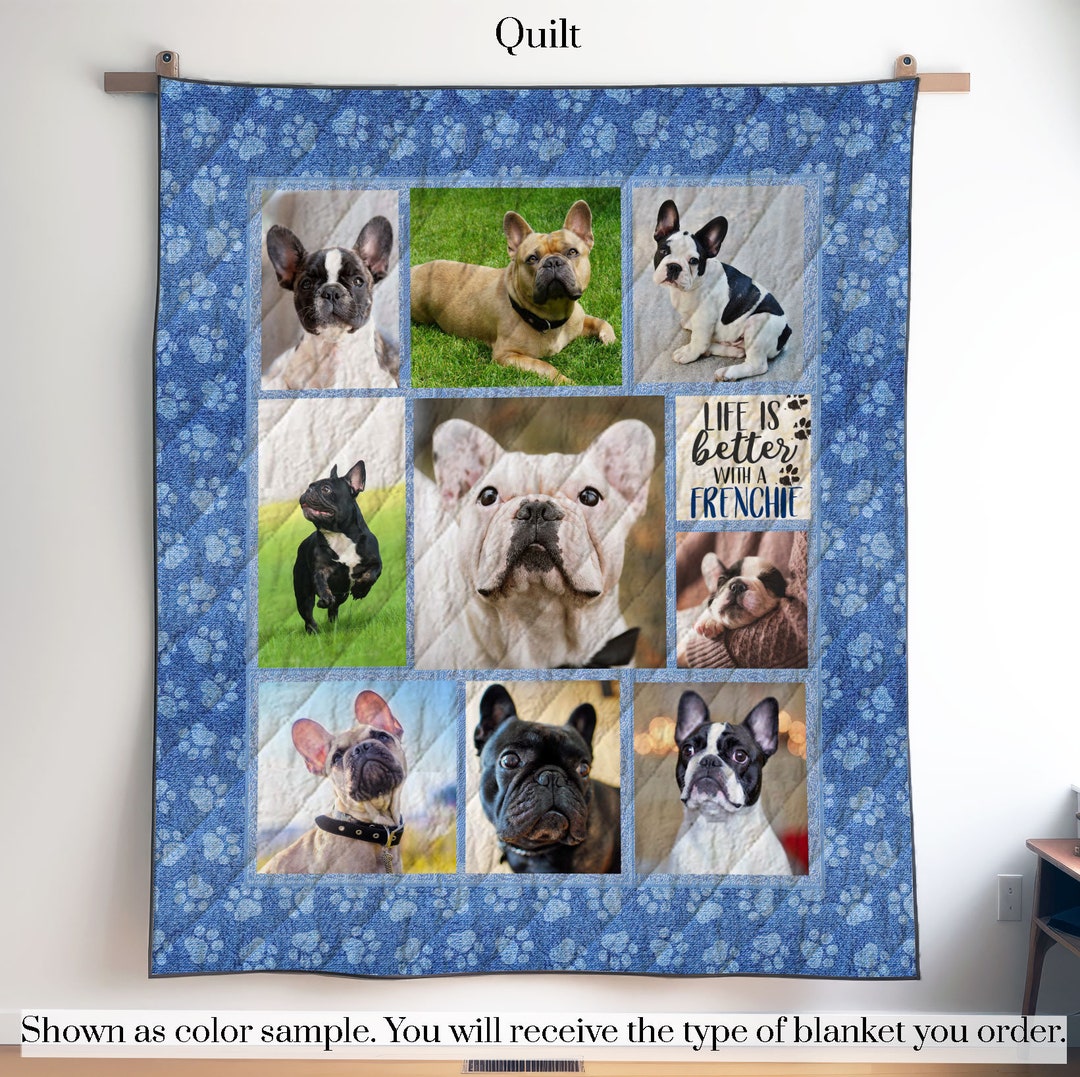 Personalized French Bulldog Photo Quilt Blanket or Wall Hanging With ...