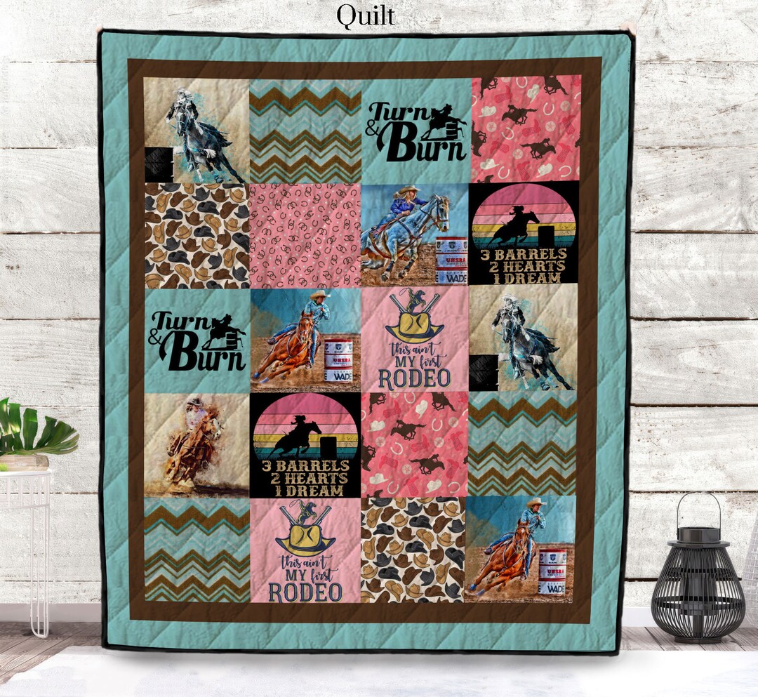 Barrel Racing Quilt Blanket, Barrel Racer Gift, Rodeo Gift, Cowgirl ...