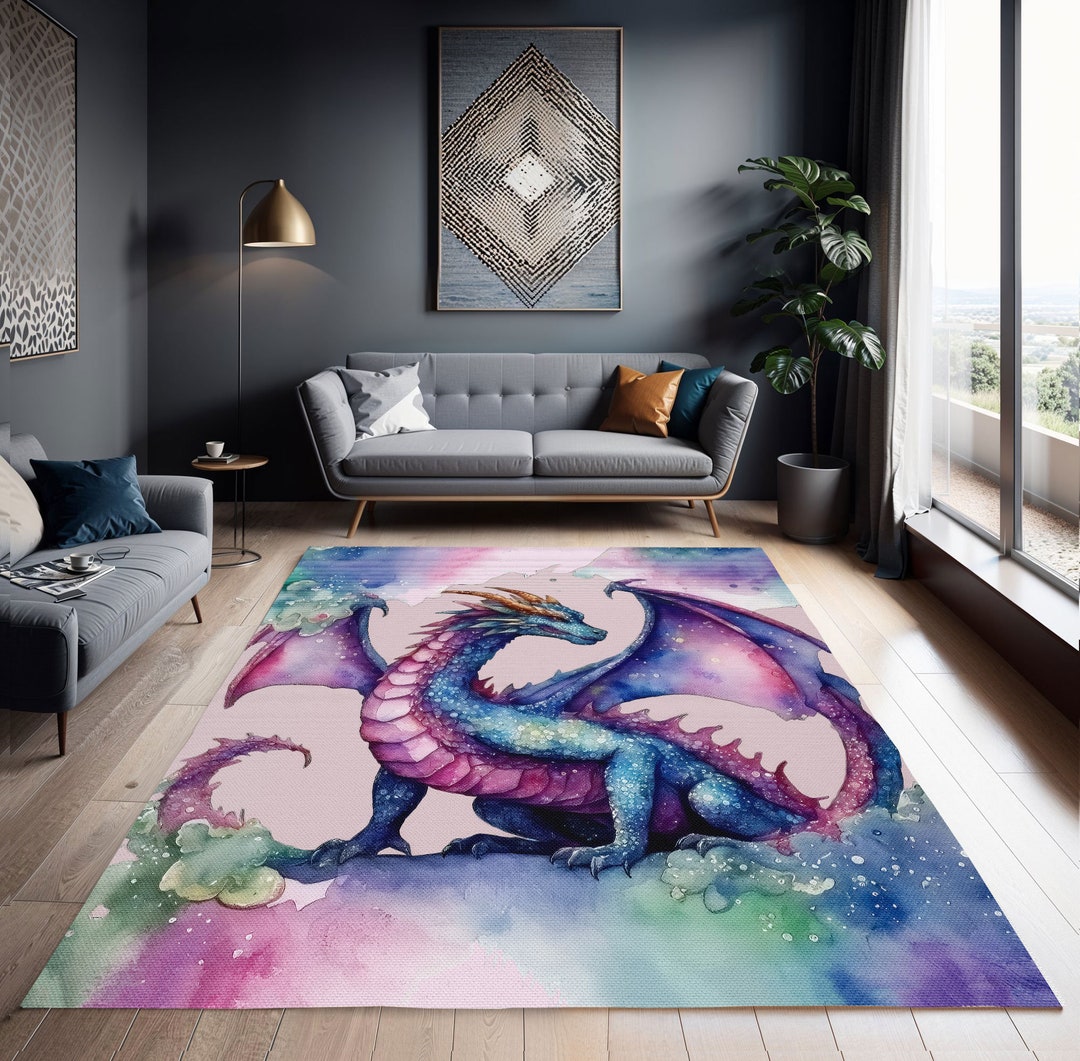 Mystical Dragon Area Rug Carpet, Original Dragon Art, Gothic Dragon ...