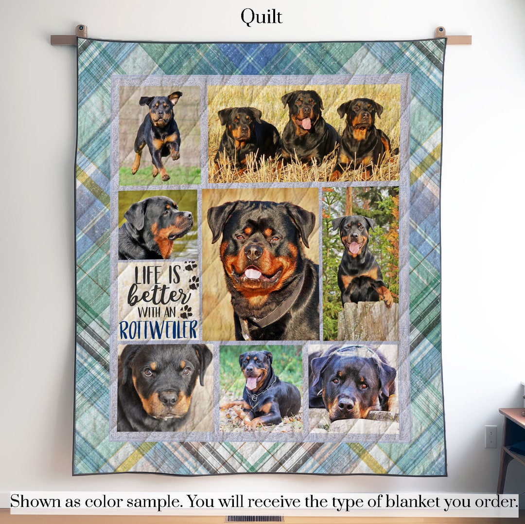 Personalized Rottweiler Photo Quilt Blanket or Wall Hanging With Your ...