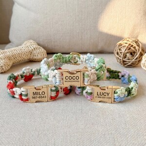 Custom Pet Collar With Name Tag – Braided Cotton Dog Collar, Adjustable ...