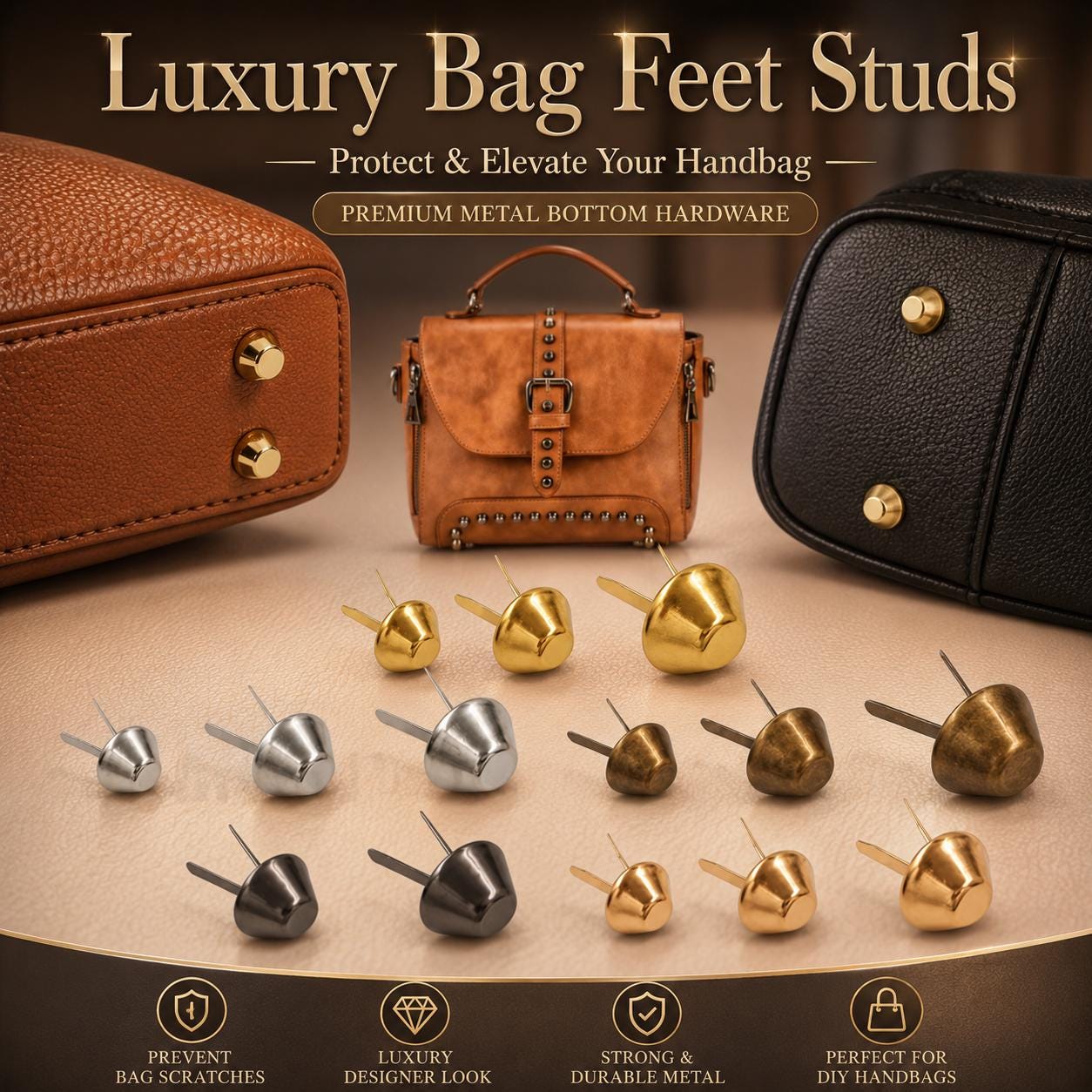 100pcs Luxury Bag Feet Studs for Handbags | Purse Bottom Protectors ...