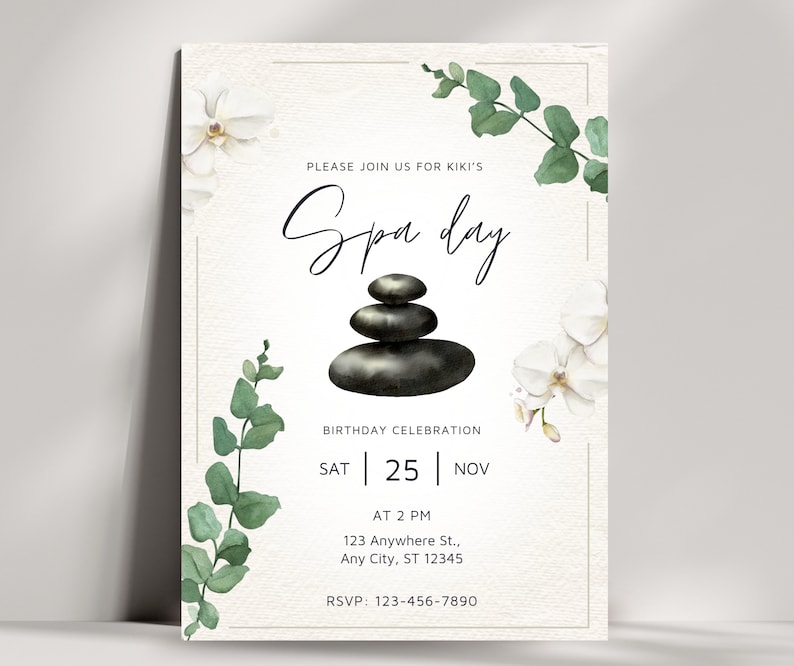 Spa Day Birthday Invitation, Bachelorette Party, Digital Template ...