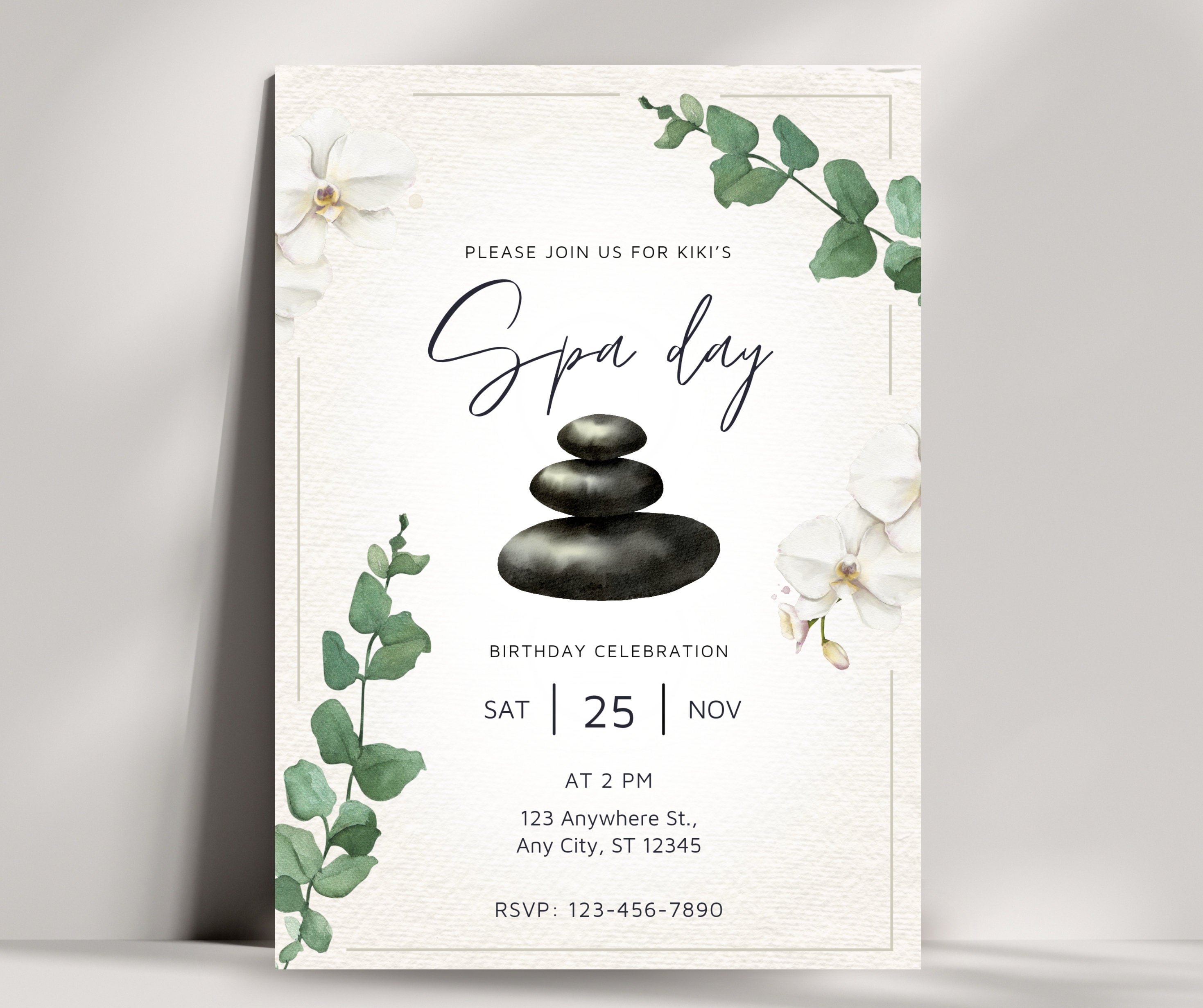 Spa Day Birthday Invitation, Bachelorette Party, Digital Template ...
