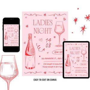 Ladies Night Invitation, Girls Night Out Party, Digital Template ...
