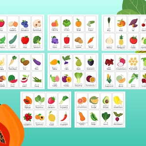 Japanese, Fruits and Vegetables, Educational Flashcards for Children ...