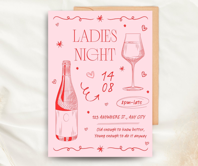 Ladies Night Invitation, Girls Night Out Party, Digital Template ...