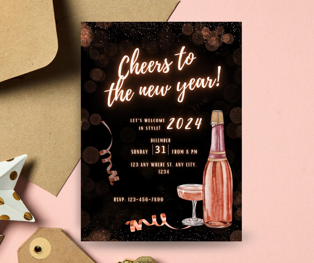 Editable New Years Eve Invitation, NYE Party, Digital Template Instant ...