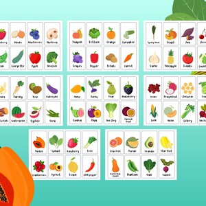 Fruits and Vegetables, Educational Flashcards for Children, 64 ...