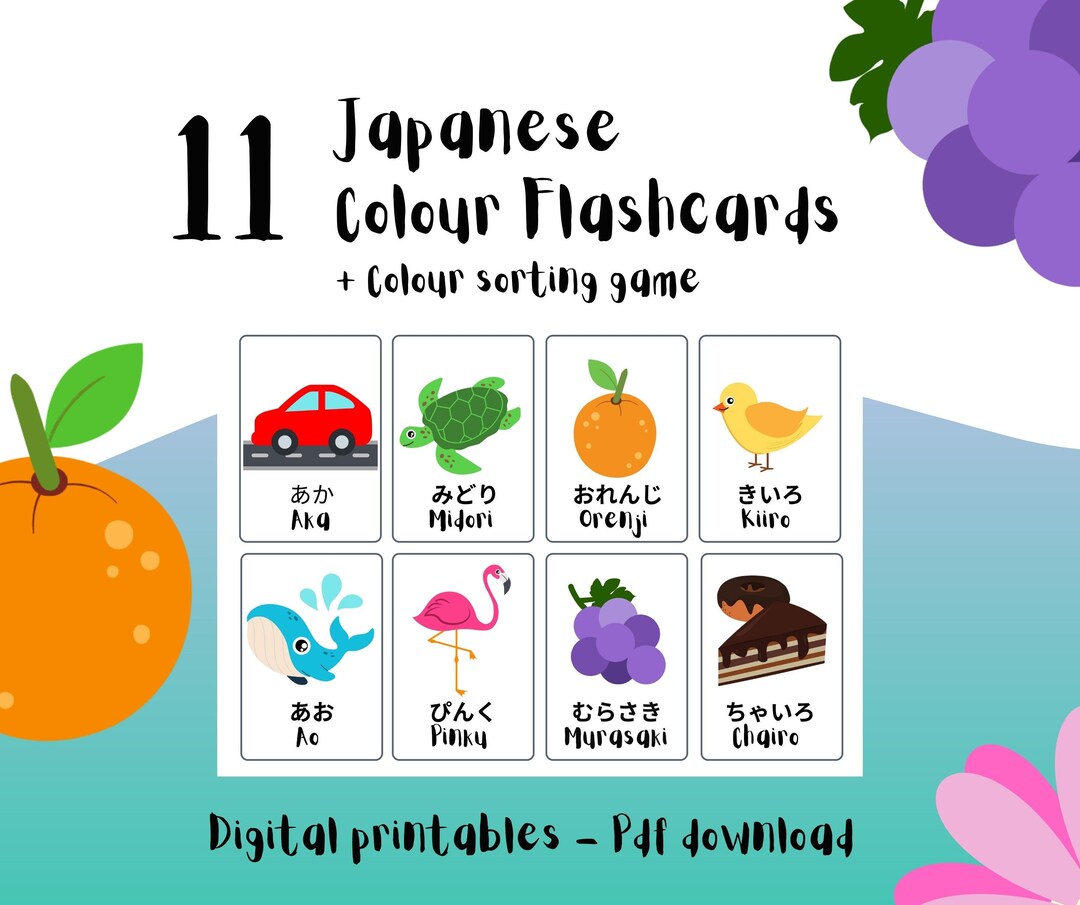 Japanese Colour Flashcards for Children, Printable, Colour Sorting ...
