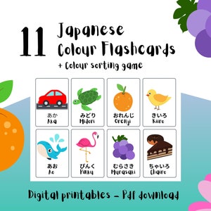 Japanese Colour Flashcards for Children Printable Colour - Etsy