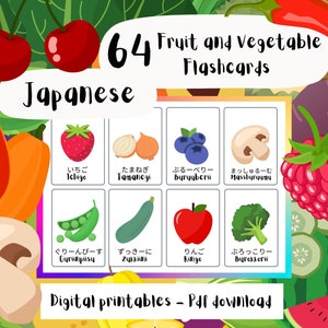 Japanese Fruits and Vegetables Educational Flashcards for - Etsy