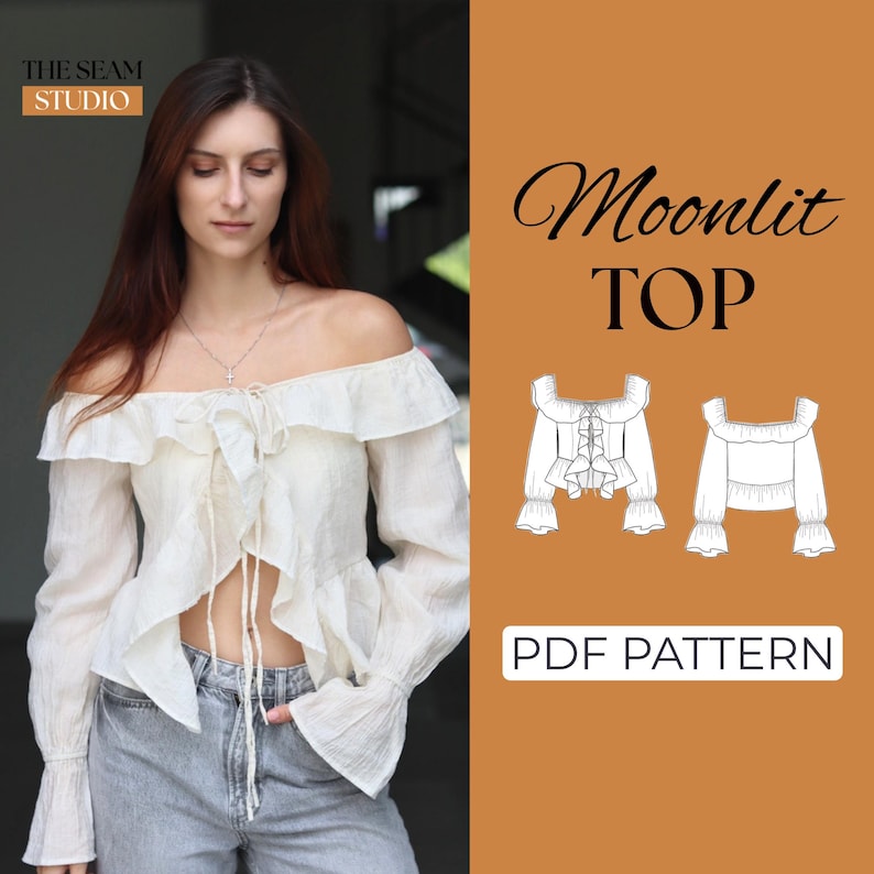 Ruffle Blouse Sewing Pattern: Flare Sleeve Top (XXS-7XL) (PDF Pattern ...