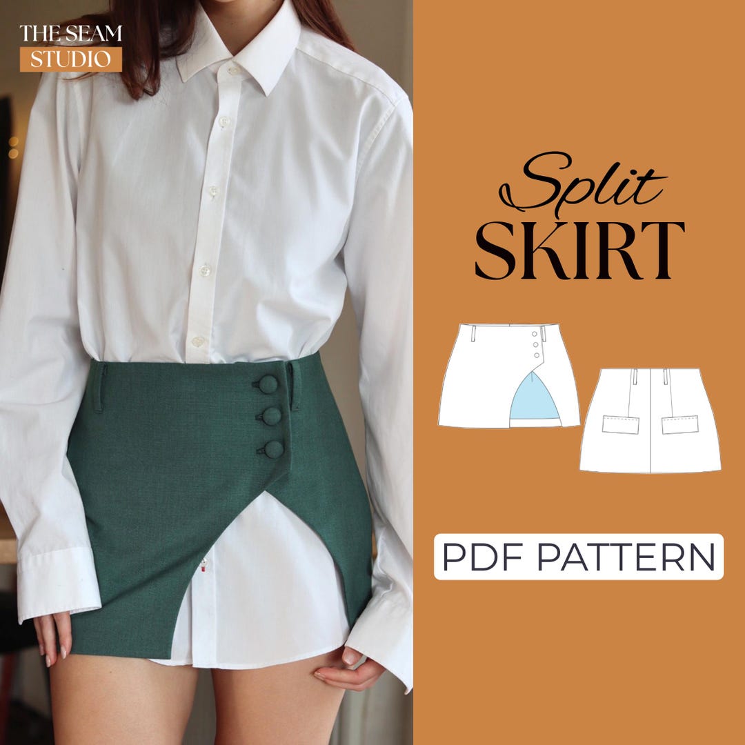 Split Skirt Sewing Pattern | Mini Skirt | Asymmetrical Skirt | Pattern + Detailed Illustration ...