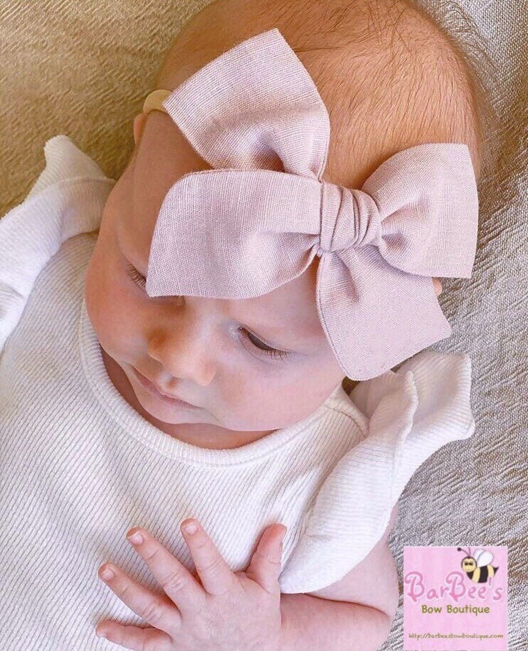 Baby Girl Linen Hair Bow Baby Linen Hair Bow Newborn Girls Linen Bow ...