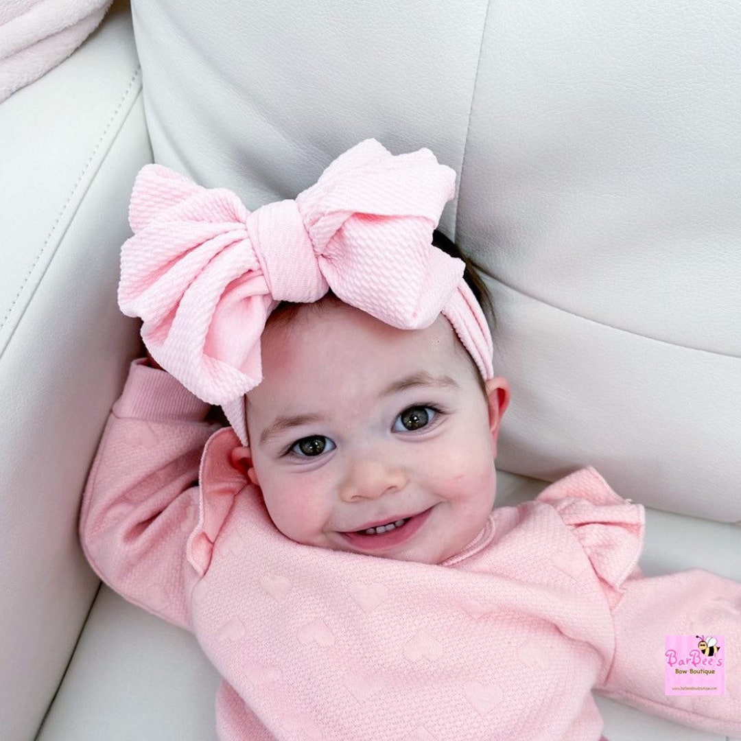 Light Pink Baby Girl Headwrap Baby Headwrap Hair Bow Piggies Newborn ...